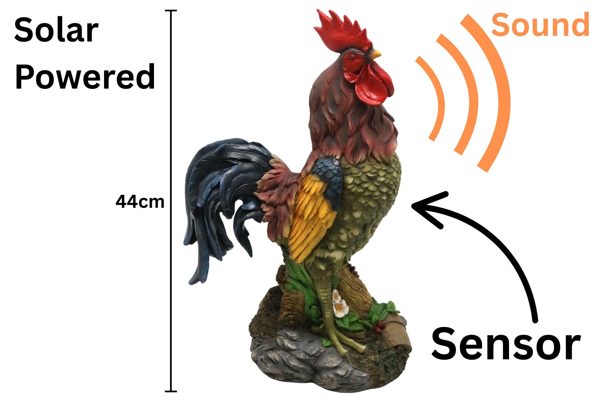 Resin Animal w/Sensor Sound Rooster 44x28cm – RC Direct Import