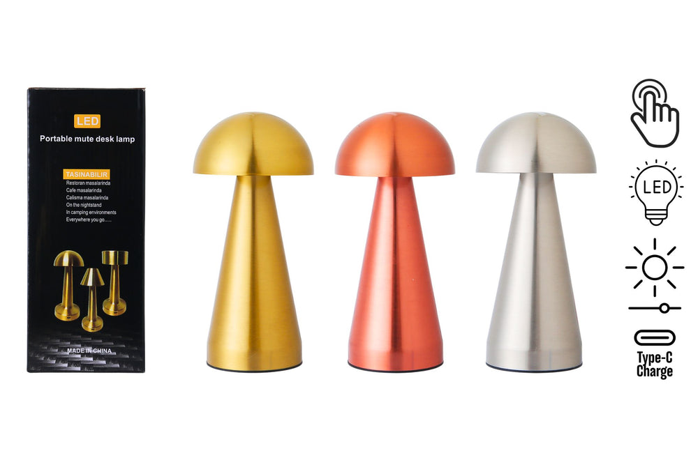 Metal LED Table Lamp 3-Colours 10x20cm 3 Asstd – RC Direct Import